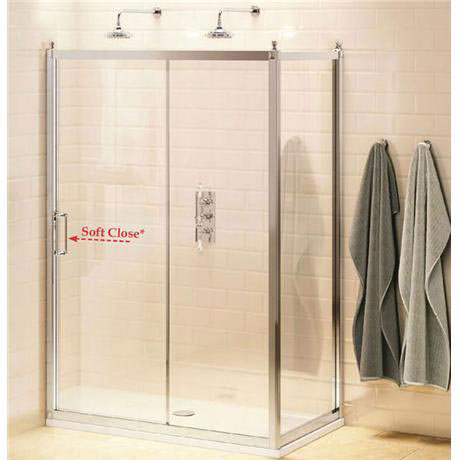 Burlington Traditional Soft Close Sliding Shower Door with Side Panel ...
