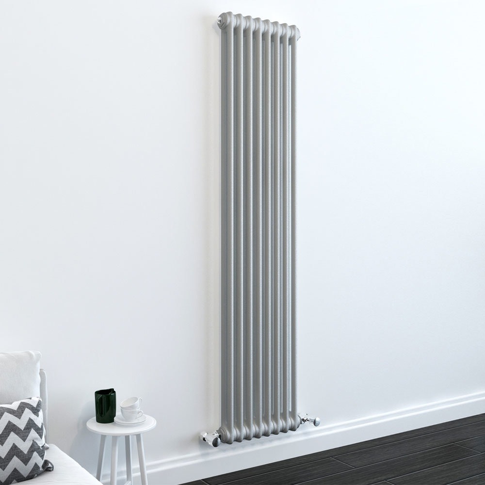 Keswick Grey 1800 x 372mm Cast Iron Style Traditional 2 Column Radiator ...