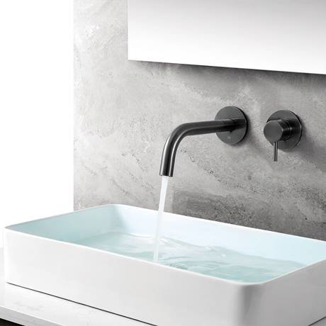 JTP Vos Brushed Black Wall Mounted Single Lever Basin Mixer - 27273BBL