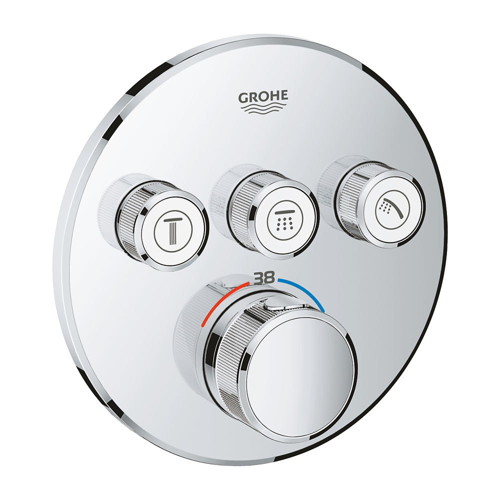 Grohe Grohtherm SmartControl Thermostat Round 3 Outlet Concealed Mixer ...