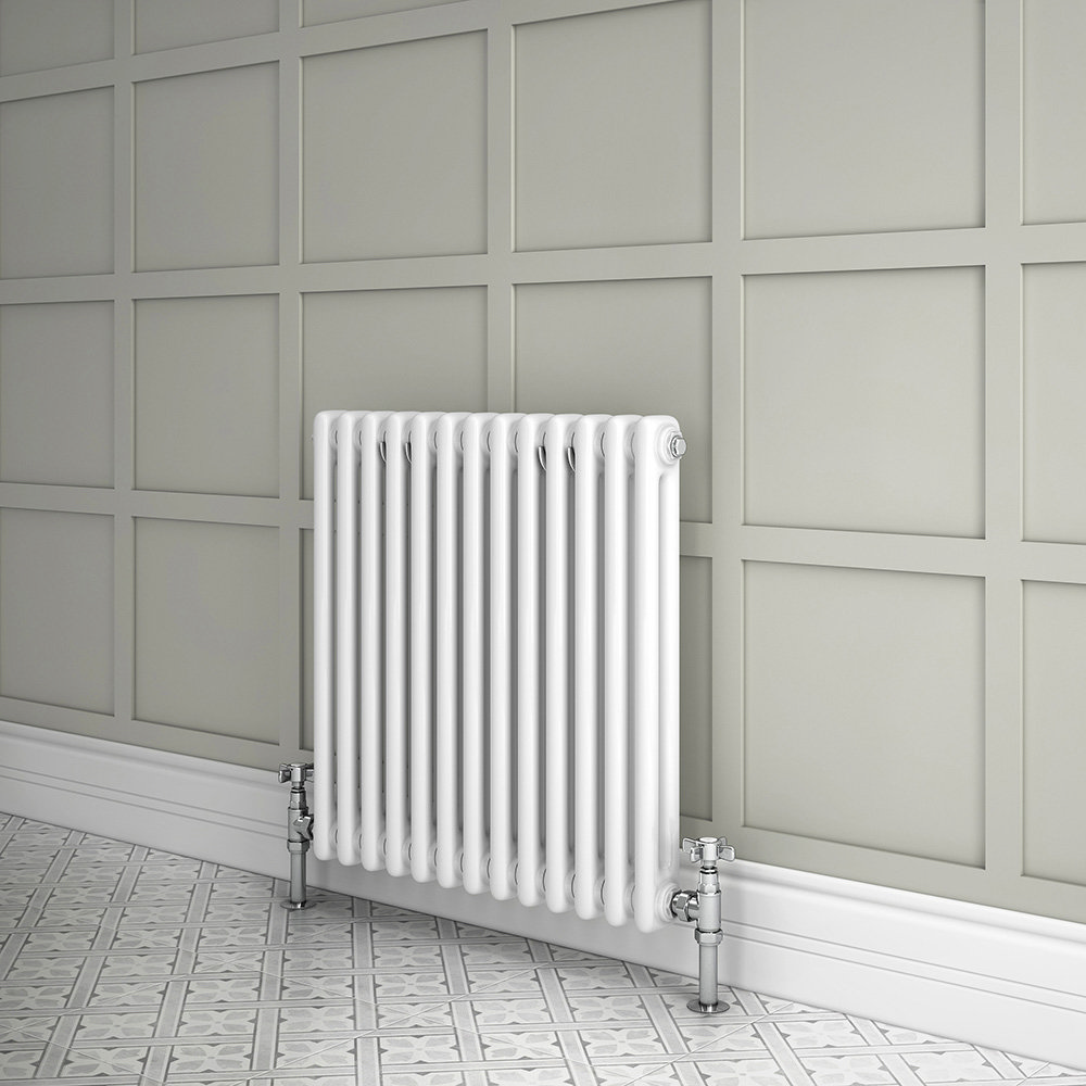 Keswick 605 x 600mm Cast Iron Style Traditional 2 Column White Radiator ...