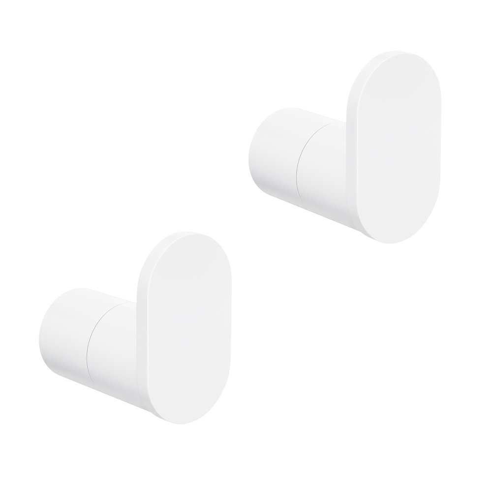 2 x Arezzo Matt White Robe/Towel Hooks | Victorian Plumbing UK