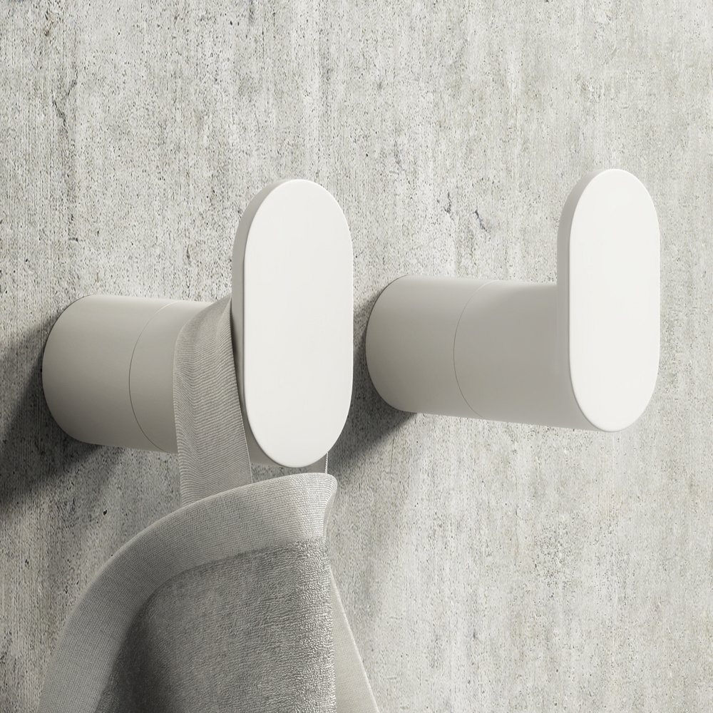 2 x Arezzo Matt White Robe/Towel Hooks | Victorian Plumbing UK