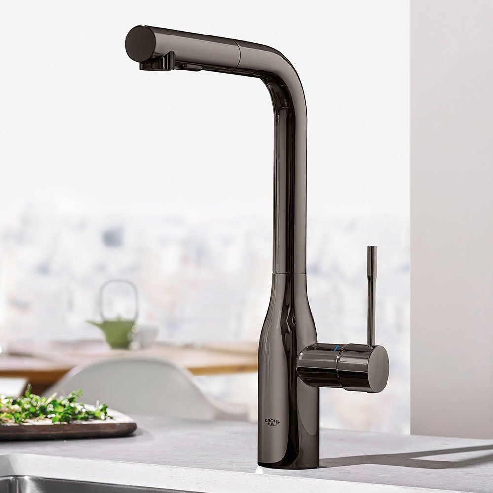 Grohe Essence Kitchen Sink Mixer with Pull Out Spray - Hard Graphite ...