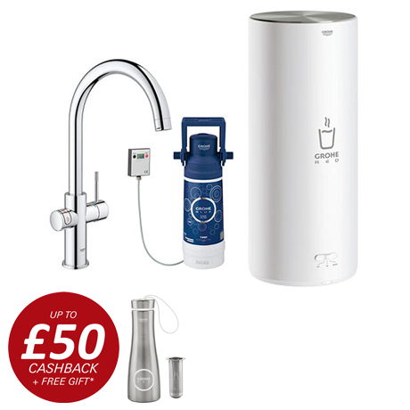 Grohe RED Duo Instant Boiling Water Kitchen Tap and L Size Boiler ...