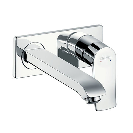 hansgrohe Metris Wall Mounted Single Lever Basin Mixer with Waste (Long ...