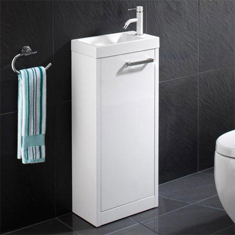 HIB Solo 40cm Floor Standing Unit - White Gloss - 9602200
