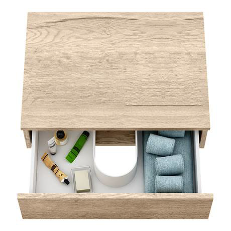 Arezzo Wall Hung Countertop Basin Shelf with Drawer - Oak - 600 x 450mm ...