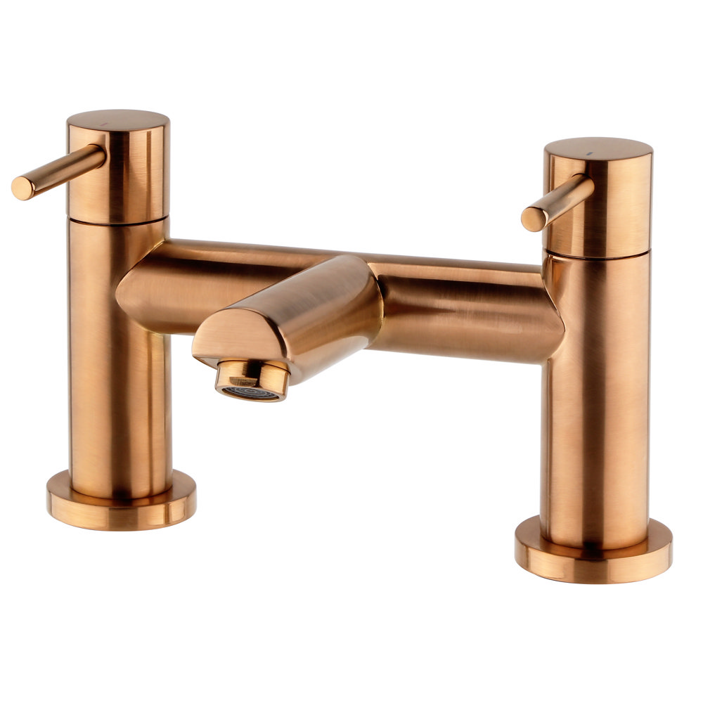 Arezzo Round Brushed Bronze Bath Filler Tap | Victorian Plumbing UK