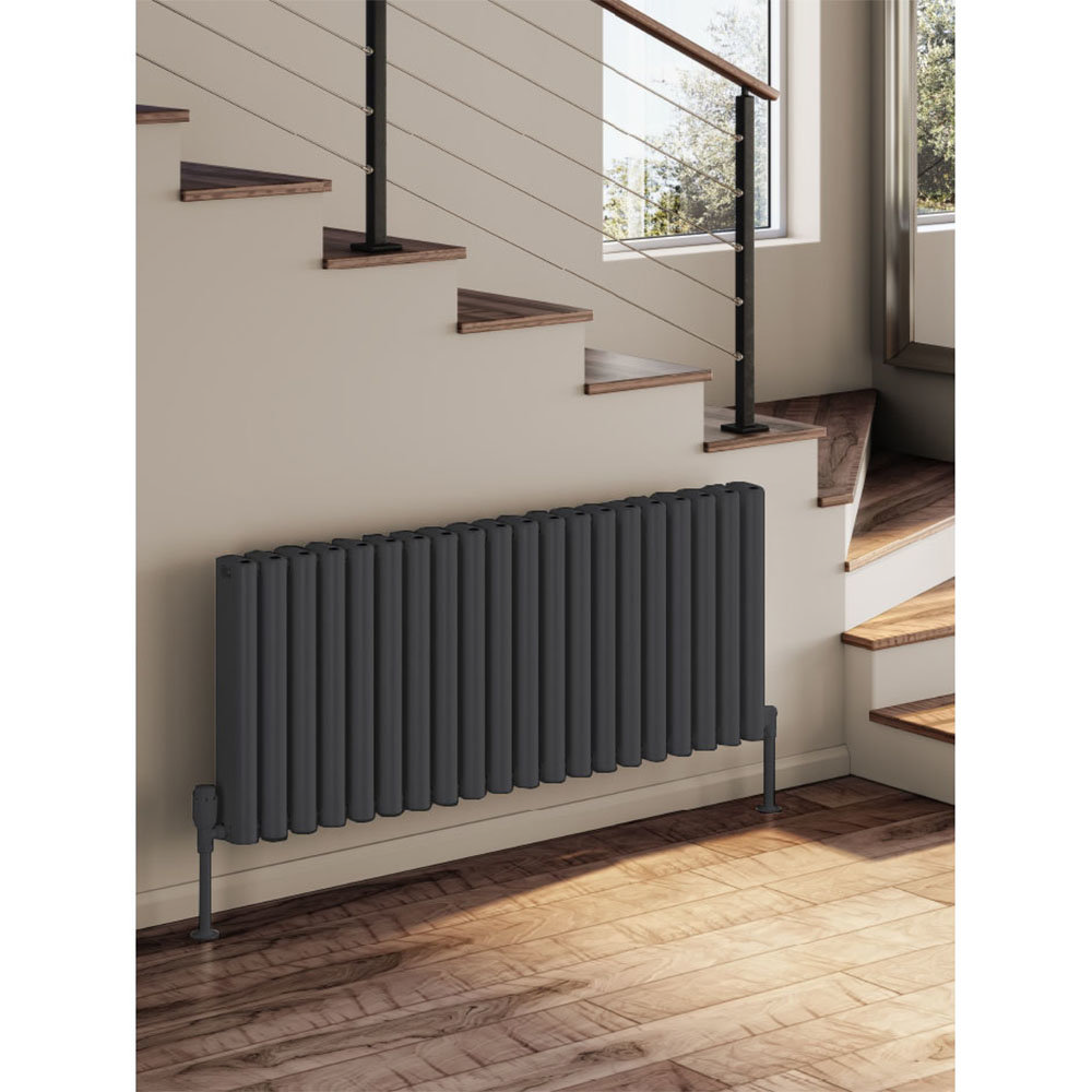 Reina Alco Horizontal Aluminium Radiator in Anthracite | Victorian Plumbing