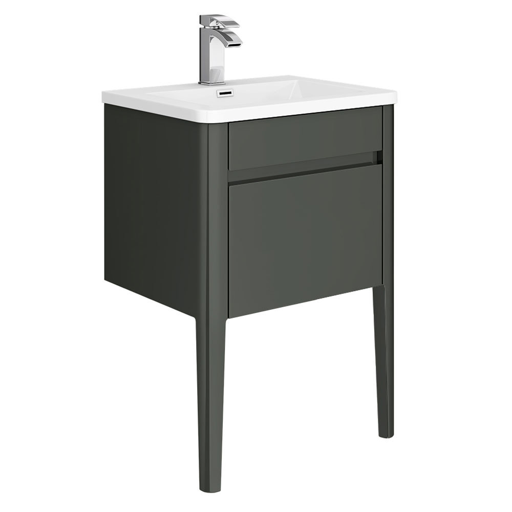Alassio 600 Gloss Grey Wall Hung 1 Drawer Vanity Unit with Legs
