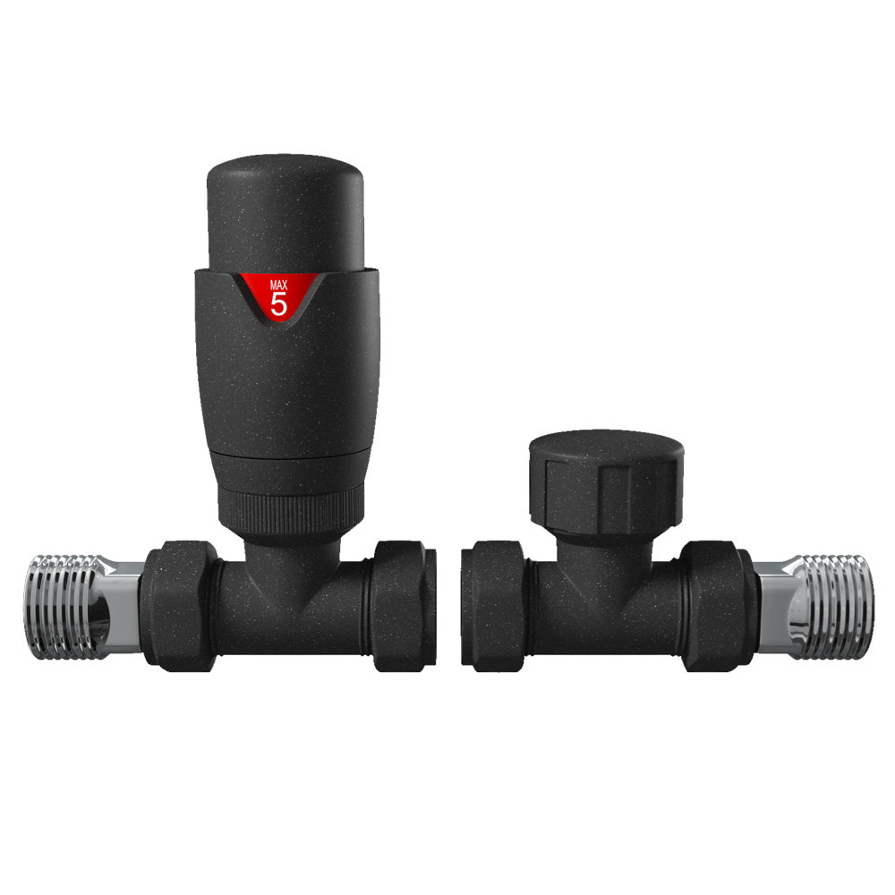 Monza Modern Anthracite Straight Thermostatic Radiator Valves ...