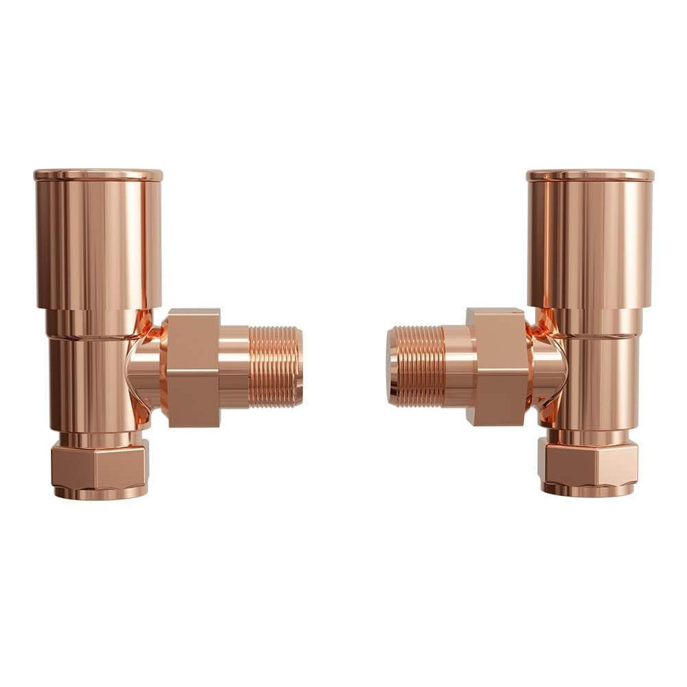 Modern Rose Gold Radiator Valves - Angled - ARHV3 | Victorian Plumbing UK
