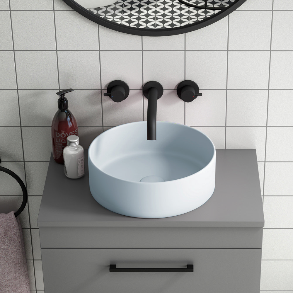 Arezzo 352mm Matt Blue Round Counter Top Basin | Victorian Plumbing UK