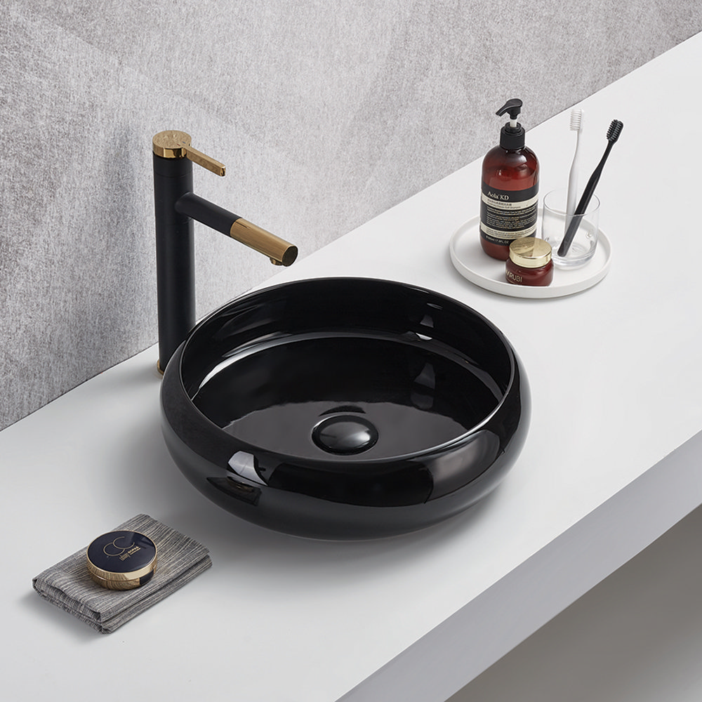 Arezzo Round Counter Top Basin (420mm Diameter - Gloss Black ...
