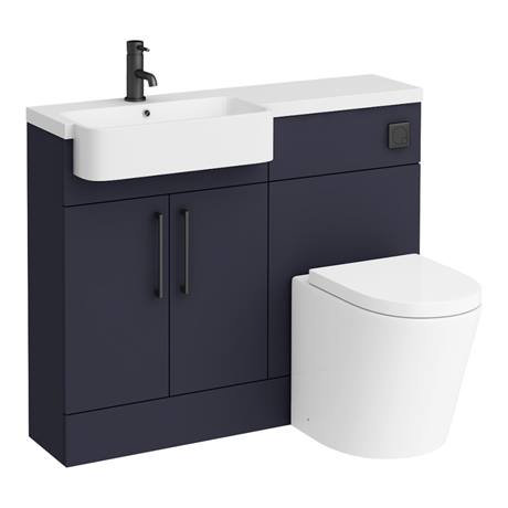 Arezzo 1100 Matt Blue Semi-Recessed Round Combination Vanity Unit (Matt ...