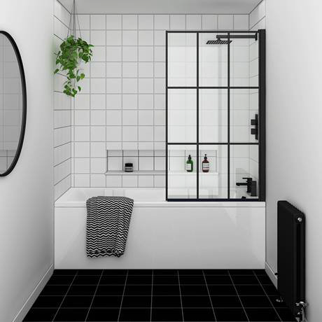 Black Hinged Bath Screen | Victorian Plumbing