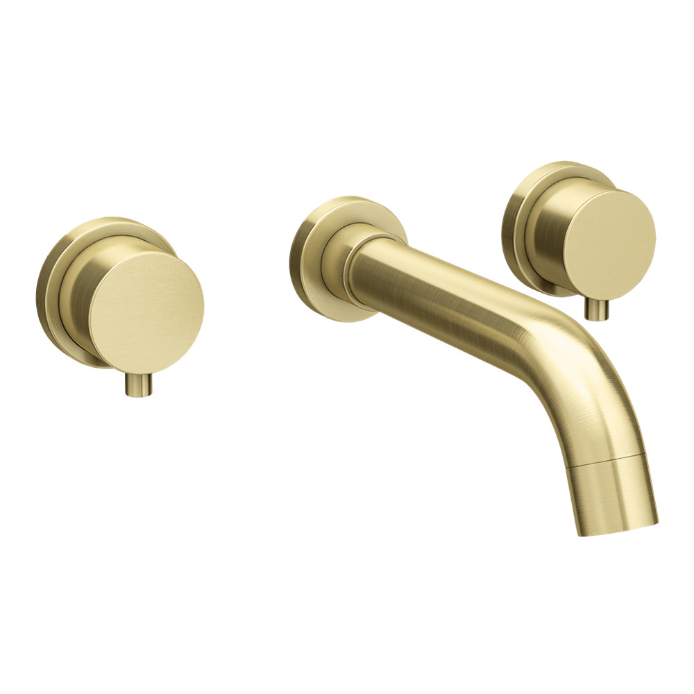 Arezzo Round Brushed Brass Wall Mounted (3TH) Bath Filler Tap ...