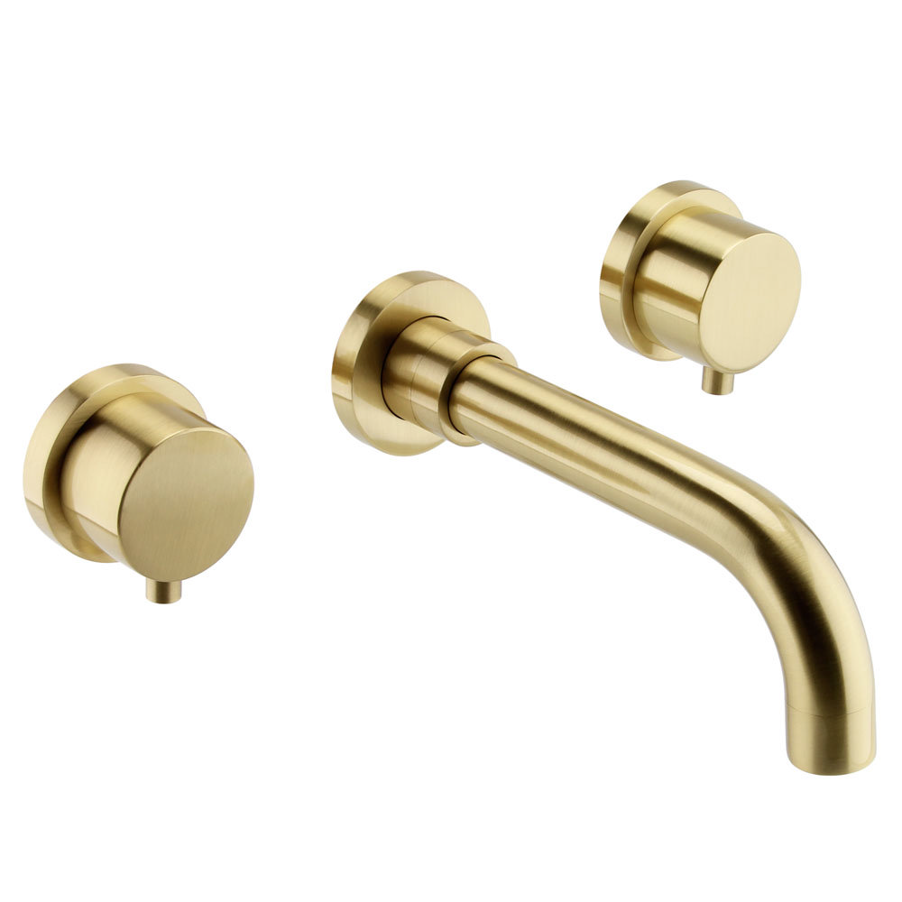 Arezzo Round Brushed Brass Wall Mounted (3TH) Bath Filler Tap ...