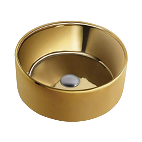 Arezzo Round 405mm Gold Ceramic Counter Top Basin | Victorian Plumbing UK