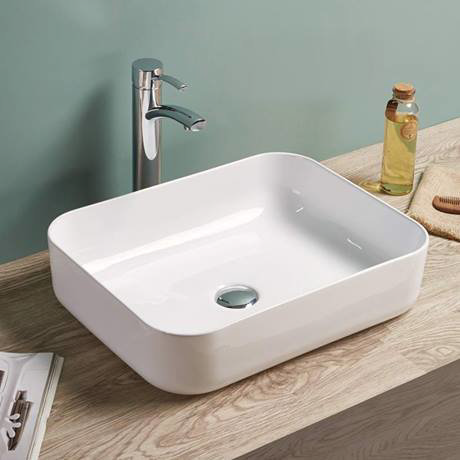 Arezzo Gloss White Curved Rectangular Counter Top Basin (500 x 390mm ...