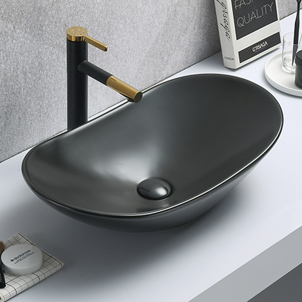 Arezzo Oval Counter Top Basin (620mm Wide - Matt Black) | Victorian ...