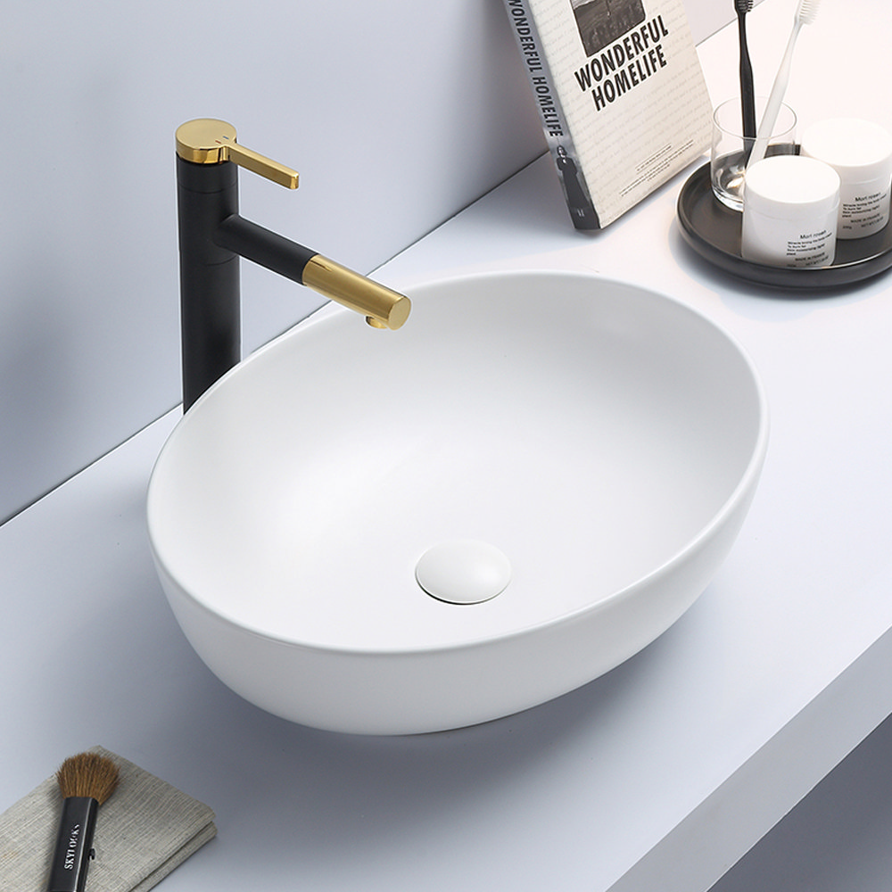Arezzo Matt White Curved Oval Counter Top Basin 0TH (520 x 395mm)