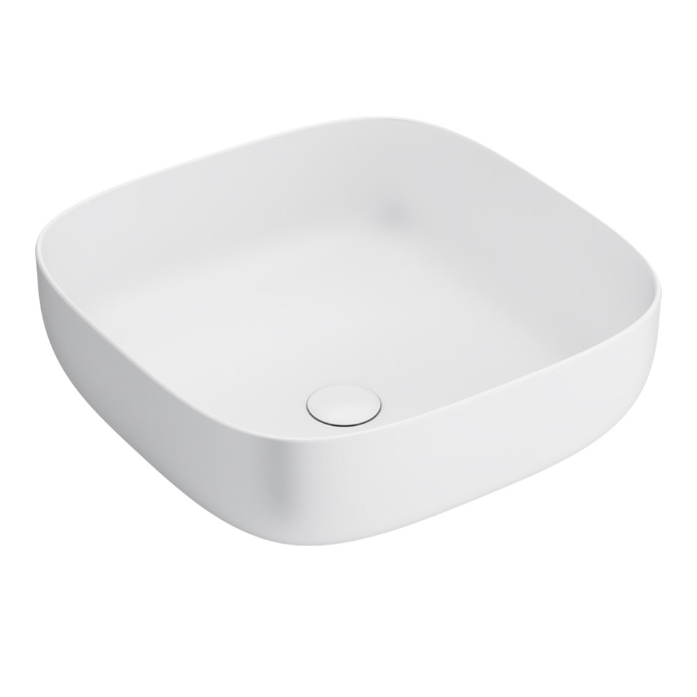 Arezzo 425 x 425mm Matt White Curved Square Counter Top Basin ...