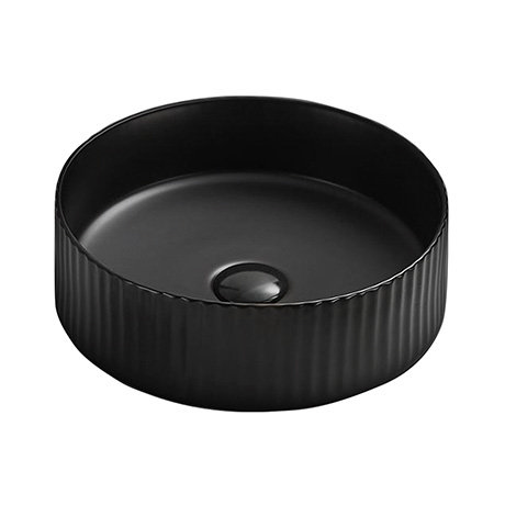 Arezzo Fluted Matt Black Round Countertop Basin - 360mm Diameter ...