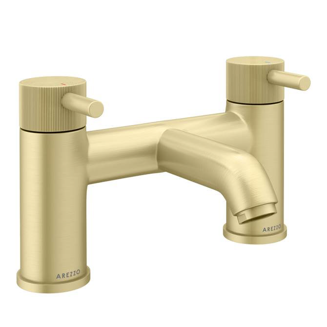 Arezzo Fluted Round Brushed Brass Bath Filler Tap | Victorian Plumbing UK