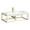 Arezzo 900 Wall Hung Basin with Brushed Brass Towel Rail Frame ...