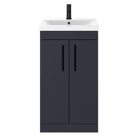 Arezzo 500 Matt Blue Floor Standing Vanity Unit with Matt Black Handles ...
