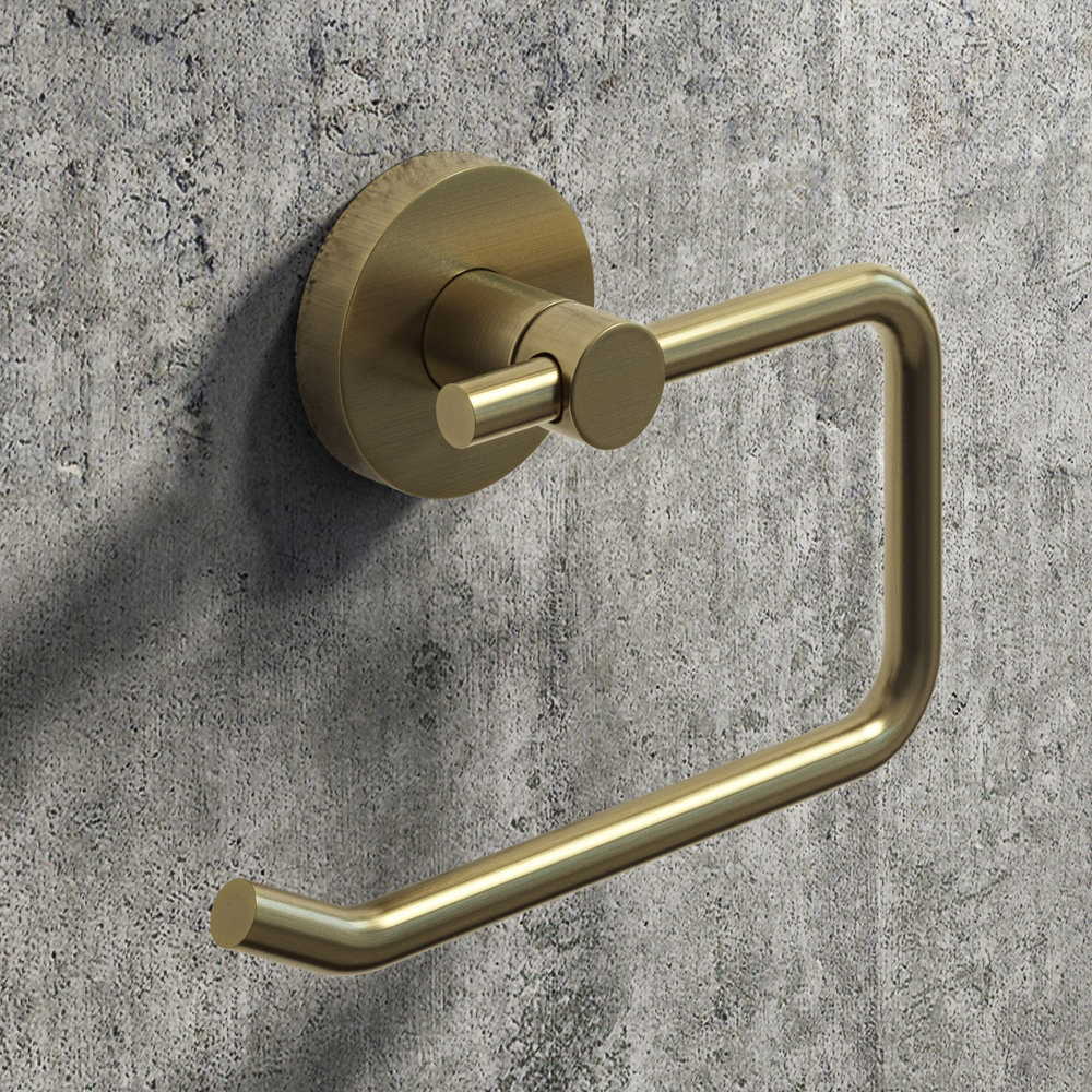 Arezzo Brushed Brass Round Toilet Roll Holder Victorian Plumbing Uk