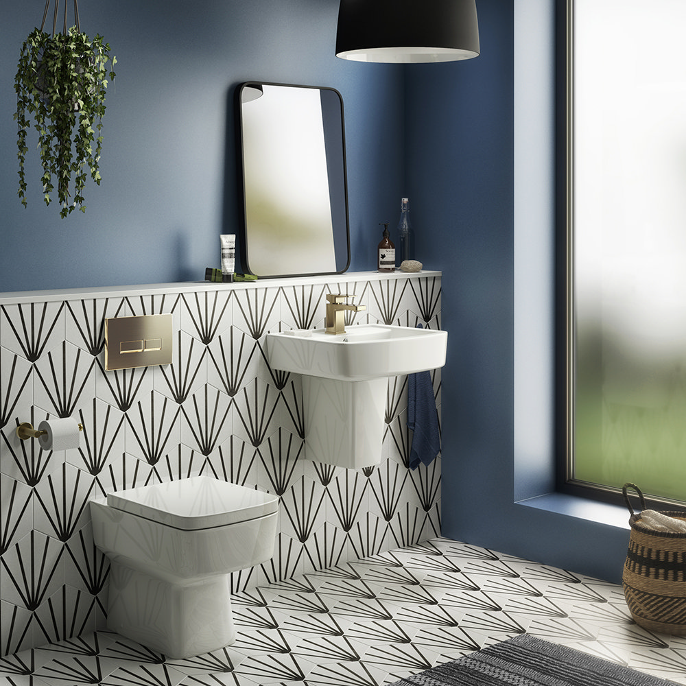 Arezzo Compact Concealed Cistern with Brushed Brass Flush Plate ...