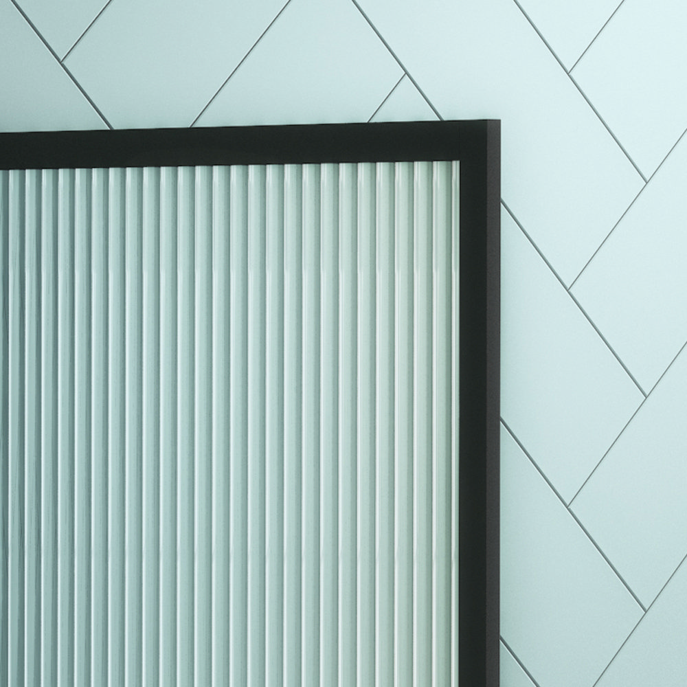 Arezzo Fluted Glass Matt Black Framed Urinal Partition | Victorian ...