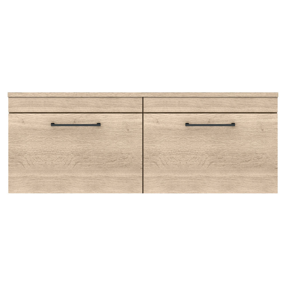 Arezzo Rustic Oak Wall Hung Double Countertop Vanity Unit (1200mm w ...