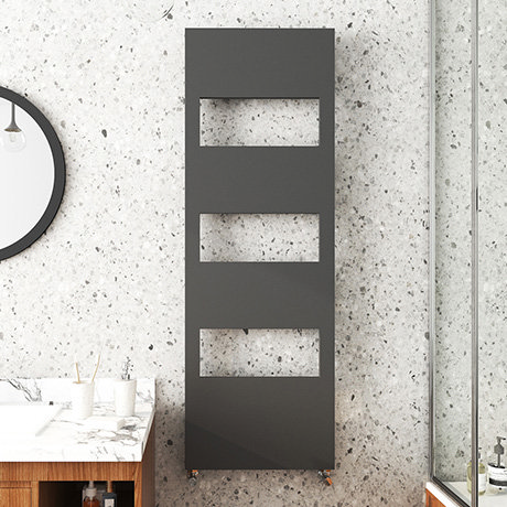 Arezzo Anthracite 1500 x 500 Designer Panel Radiator with Towel Rails ...