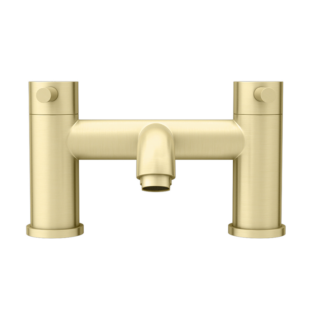 Arezzo Round Brushed Brass Bath Filler Tap | Victorian Plumbing UK