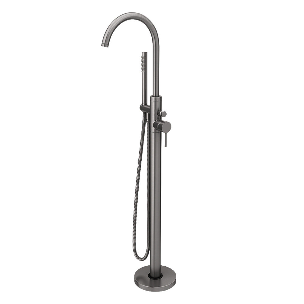 Arezzo Gunmetal Grey Freestanding Bath Tap with Shower Mixer ...