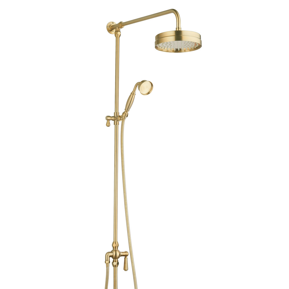 Arezzo Brushed Brass Rigid Riser Kit with Shower Head, Handshower ...
