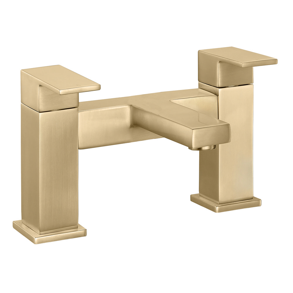 Arezzo Square Brushed Brass Bath Filler Tap Victorian Plumbing Uk
