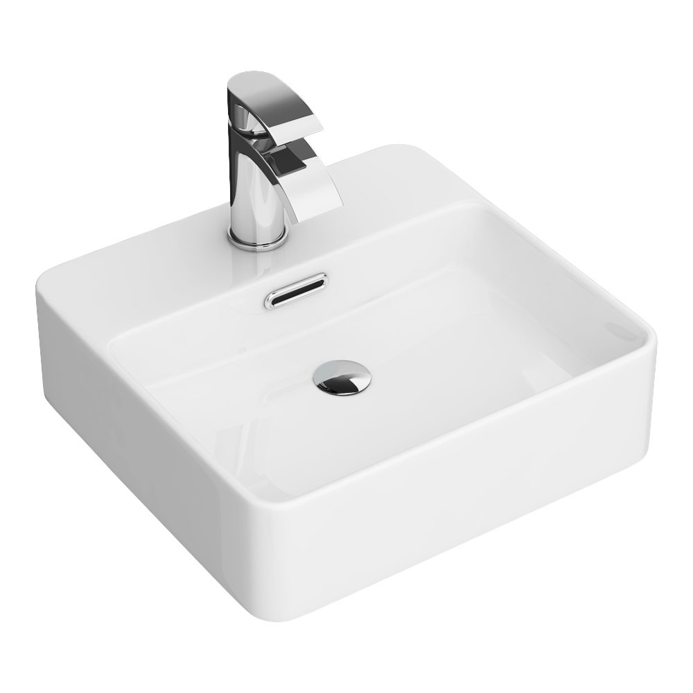 Arezzo 425 x 425mm Gloss White 1TH Rectangular Counter Top Basin ...