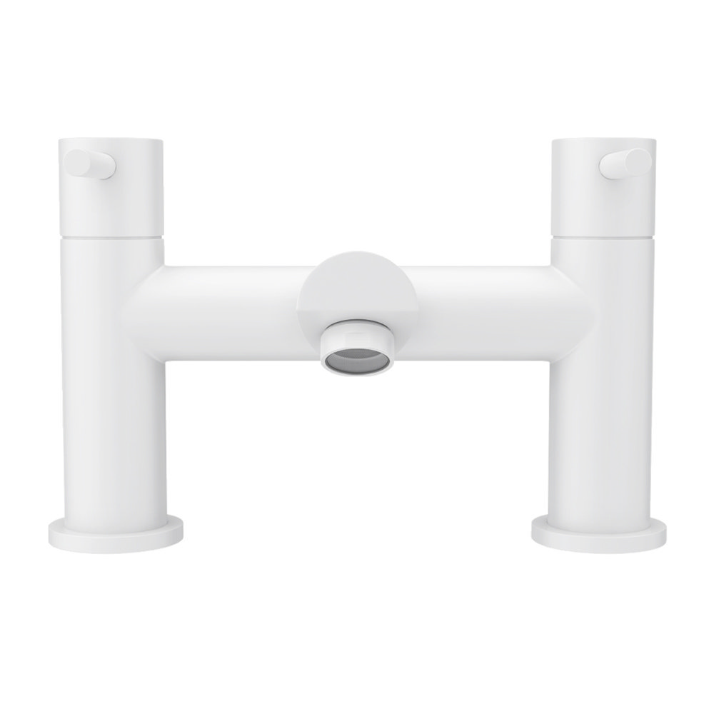 Arezzo Round Matt White Bath Filler Tap | Victorian Plumbing UK