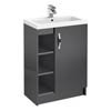 Apollo Single Door Open Shelf Unit With Basin | Grey Gloss