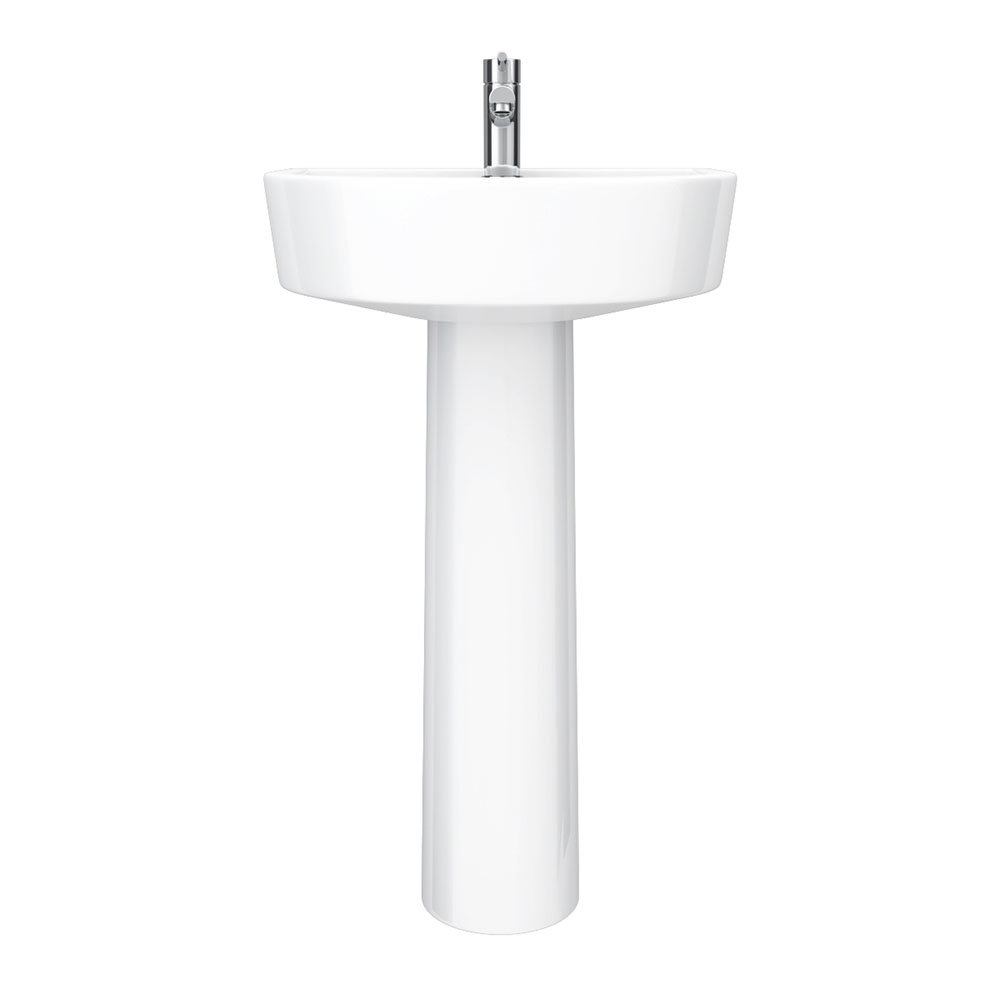 Bianco Round Basin 1TH with Full Pedestal at Victorian Plumbing UK