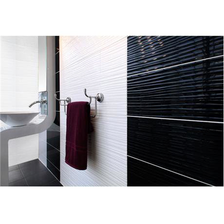 BCT Tiles - 8 Form Wave Black Satin Wall Tiles - 248x498mm - BCT18765 ...