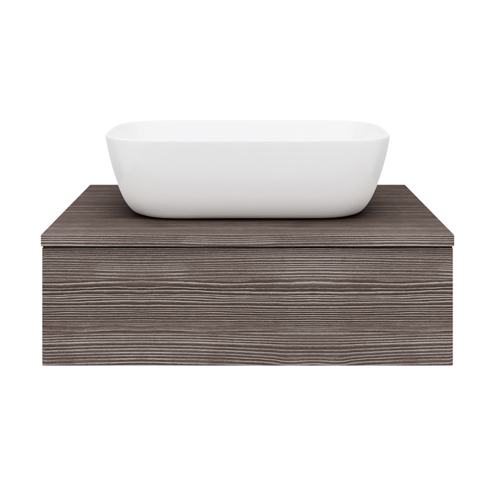 Brooklyn Floating Basin Shelf with Drawer - Grey Avola - 600mm inc ...