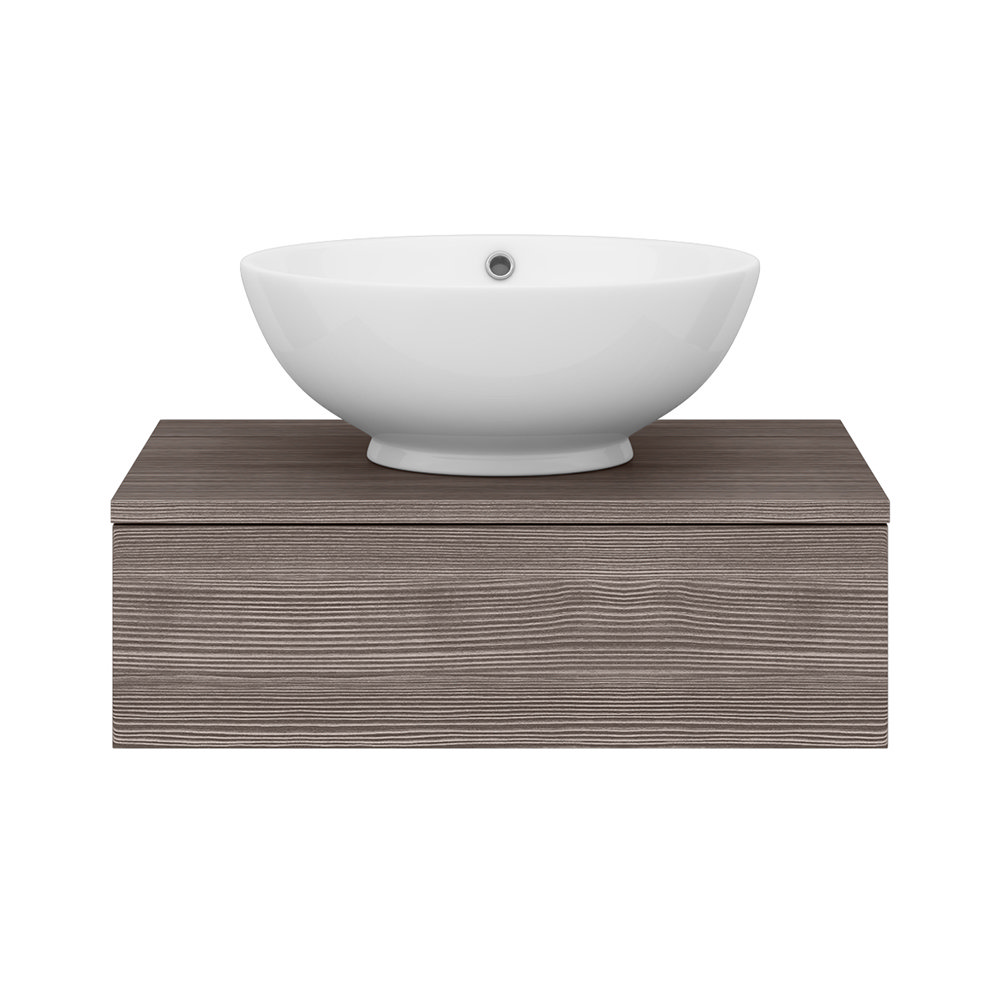 Brooklyn Floating Basin Shelf with Drawer - Grey Avola - 600mm inc ...