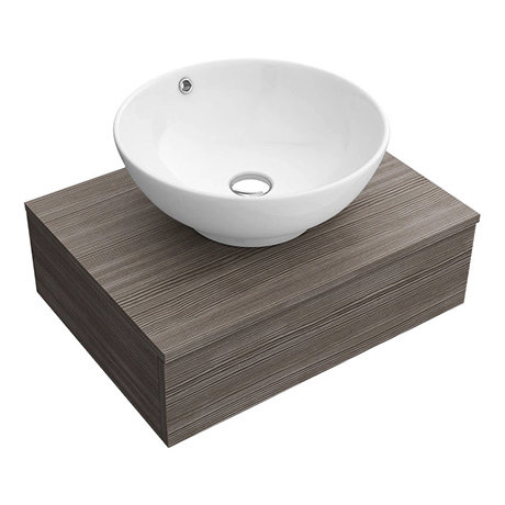 Brooklyn Floating Basin Shelf with Drawer - Grey Avola - 600mm inc ...