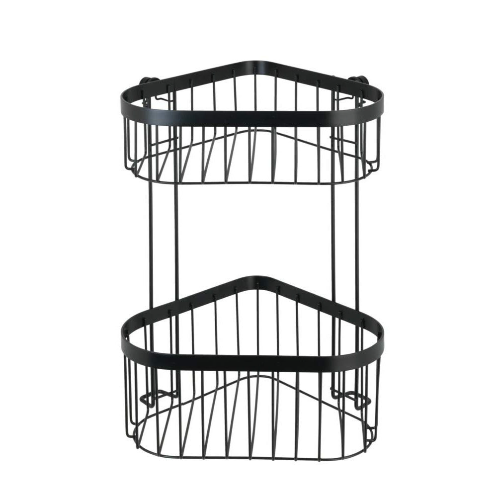 Black 2-Tier Corner Wire Shower Basket